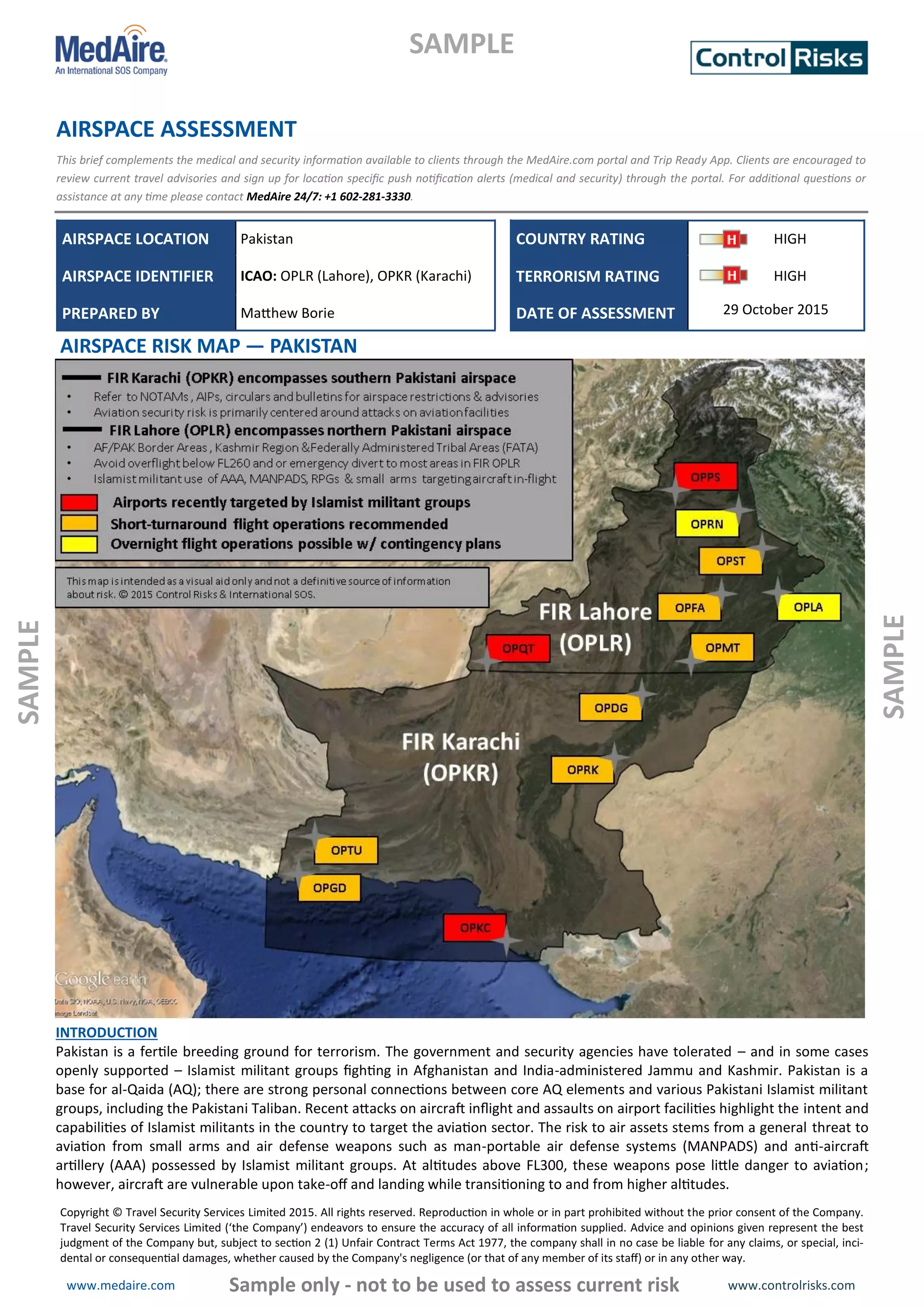 Sample - Airspace Assessment - Pakistan | PDF