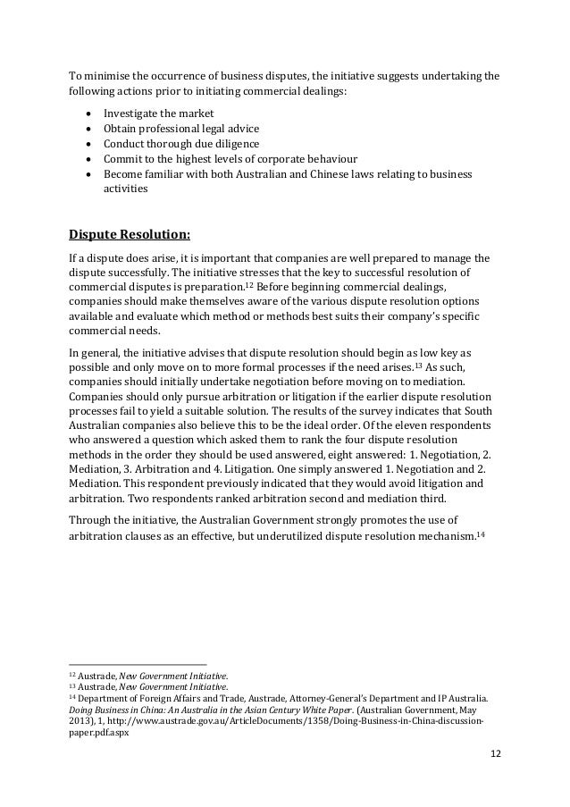 Dispute Resolution Final Report