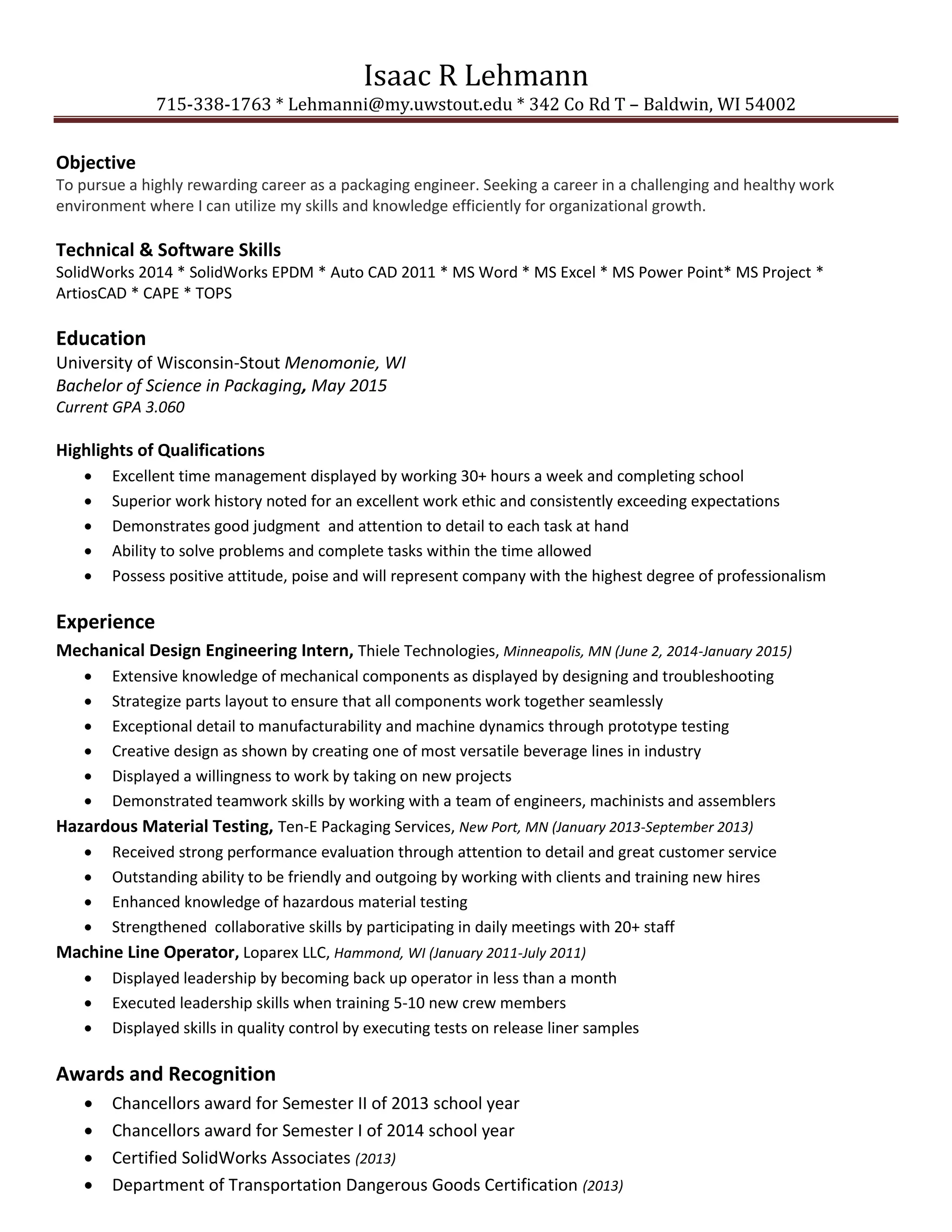 Isaac Lehmann Resume | DOCX | Business | Business and Finance
