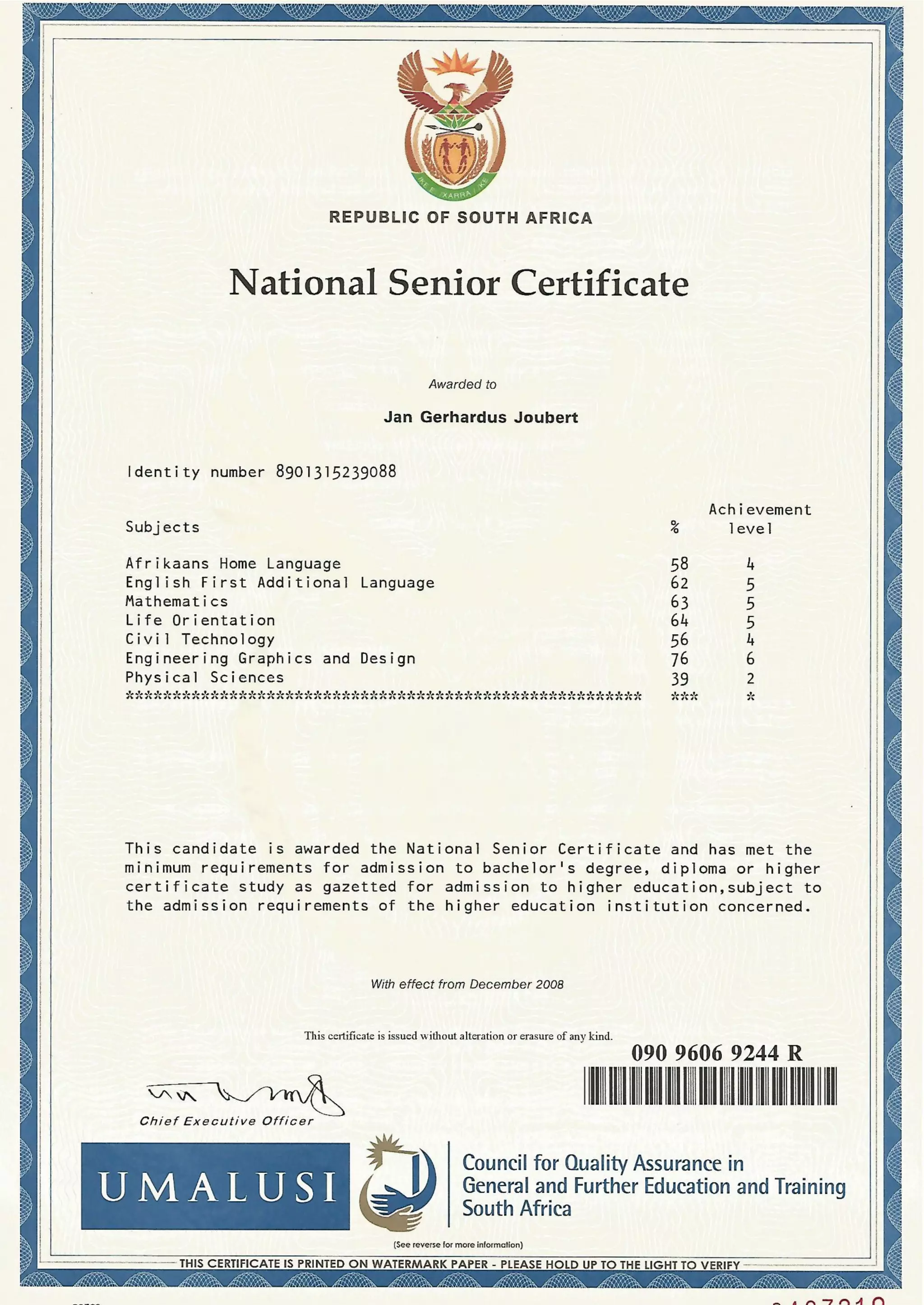 National Senior Certificate | PDF