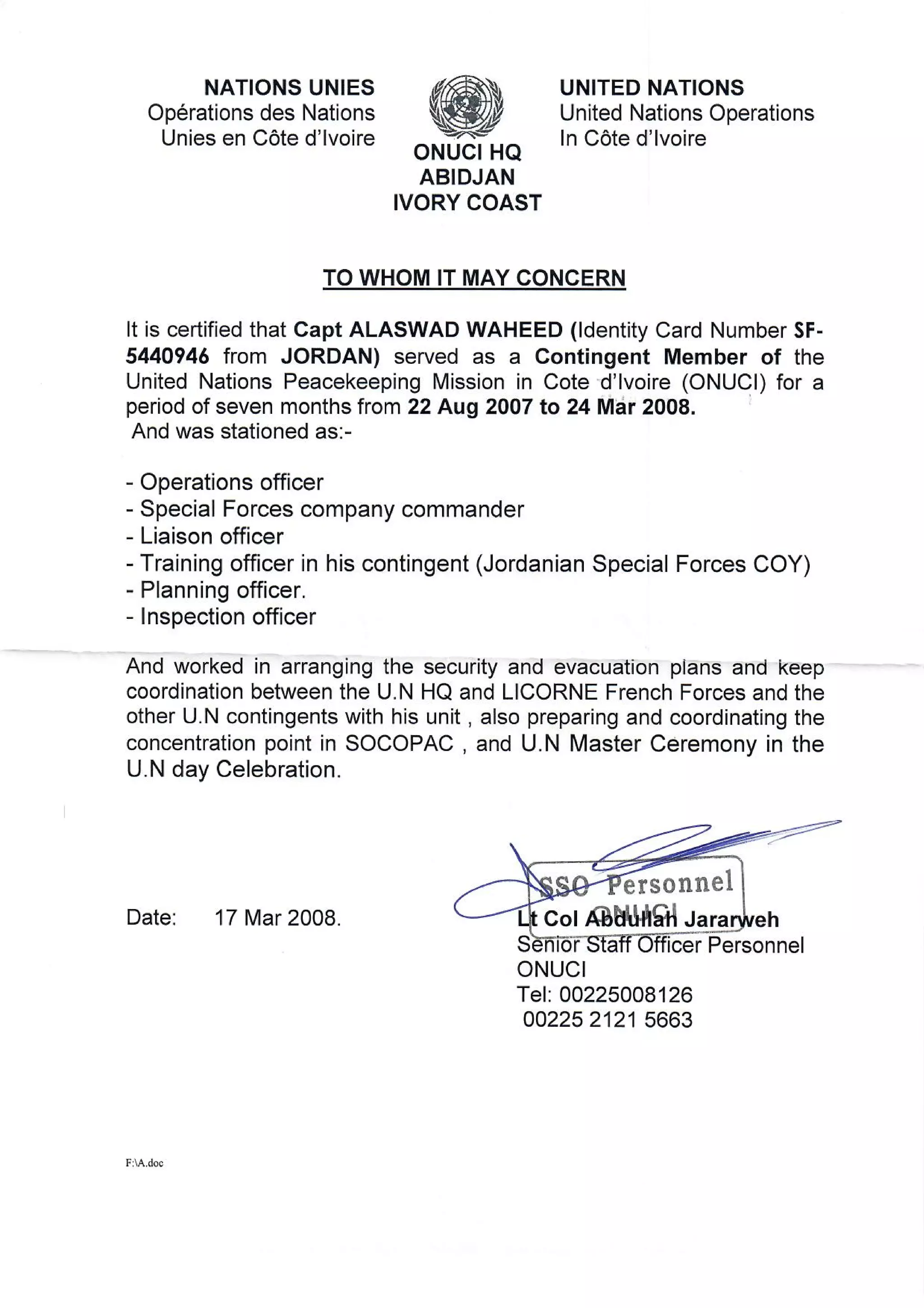 UN Certificate | PDF