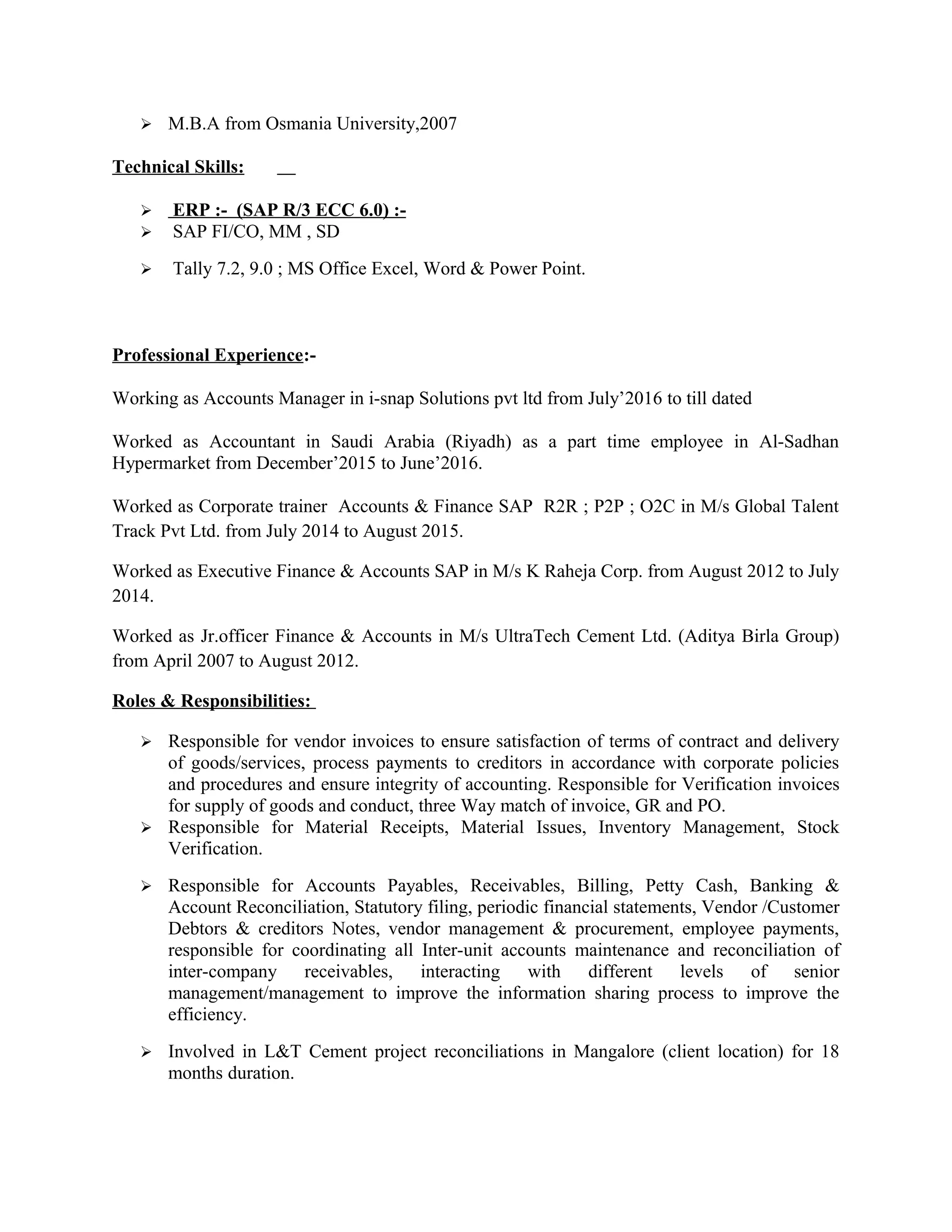 Updated Resume | DOC | Credit Cards | Personal Debt