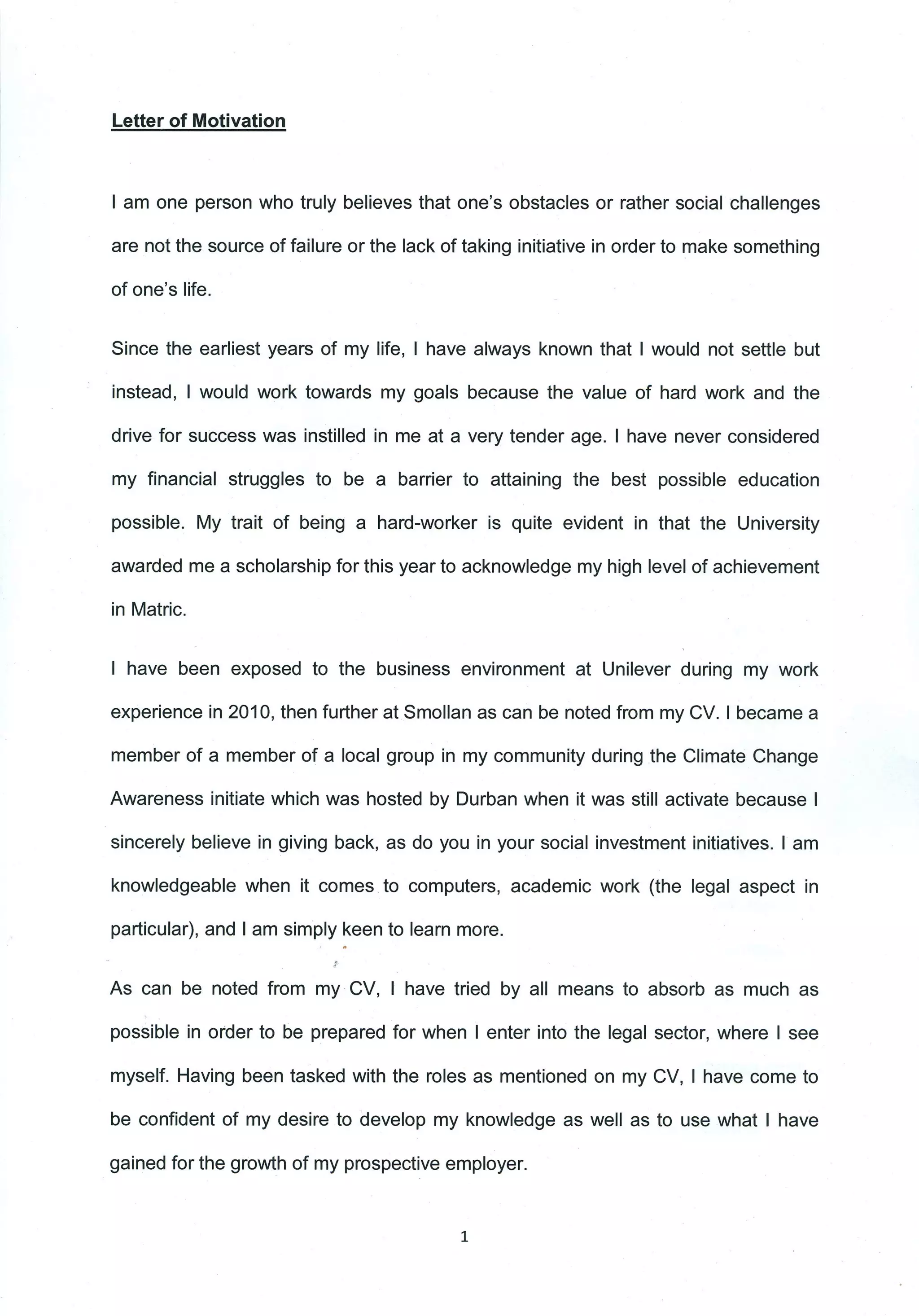 Motivational Letter | PDF