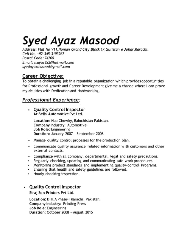 Syed-Ayaz-Masood-CV | PDF