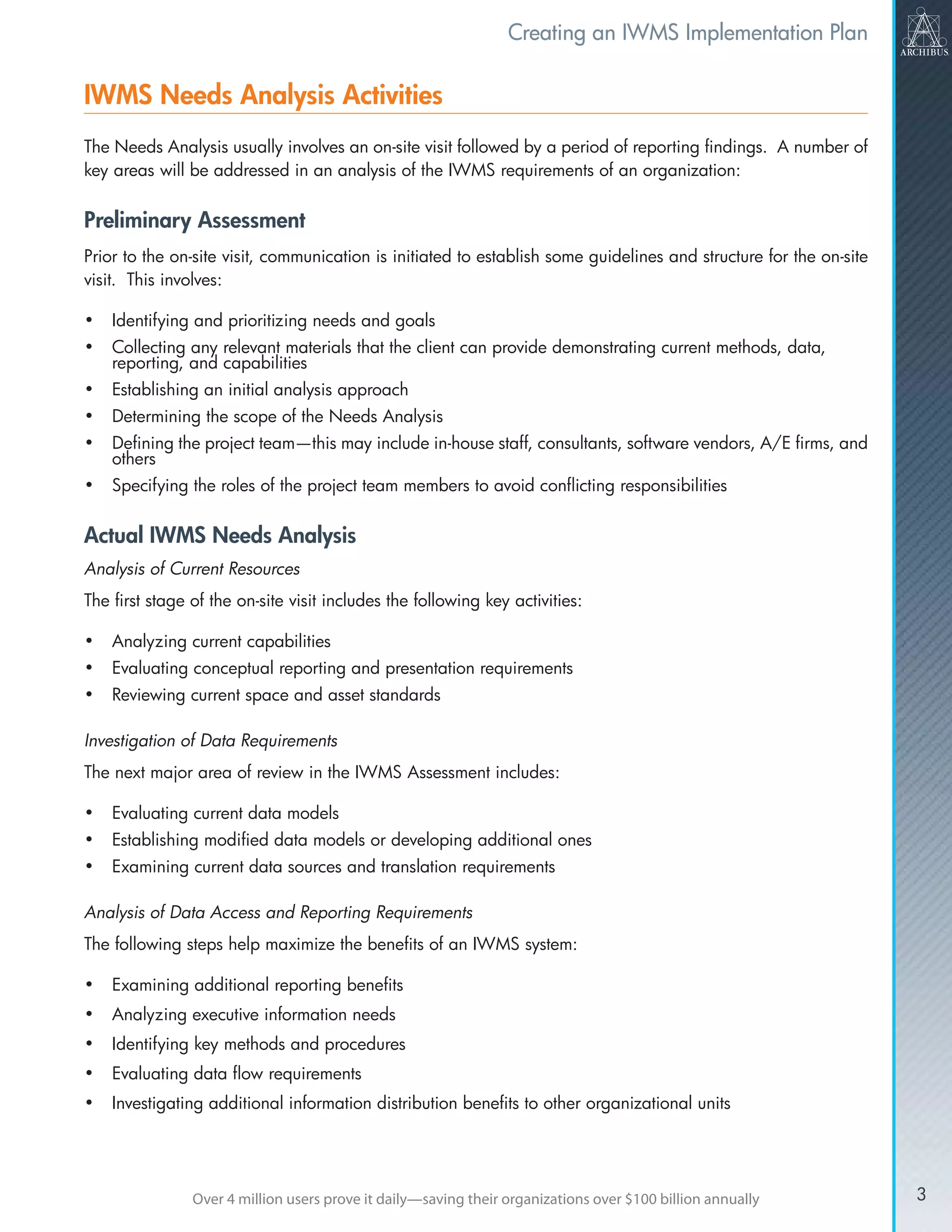 ARCHIBUS White Paper - Creating an IWMS Implementation Plan | PDF