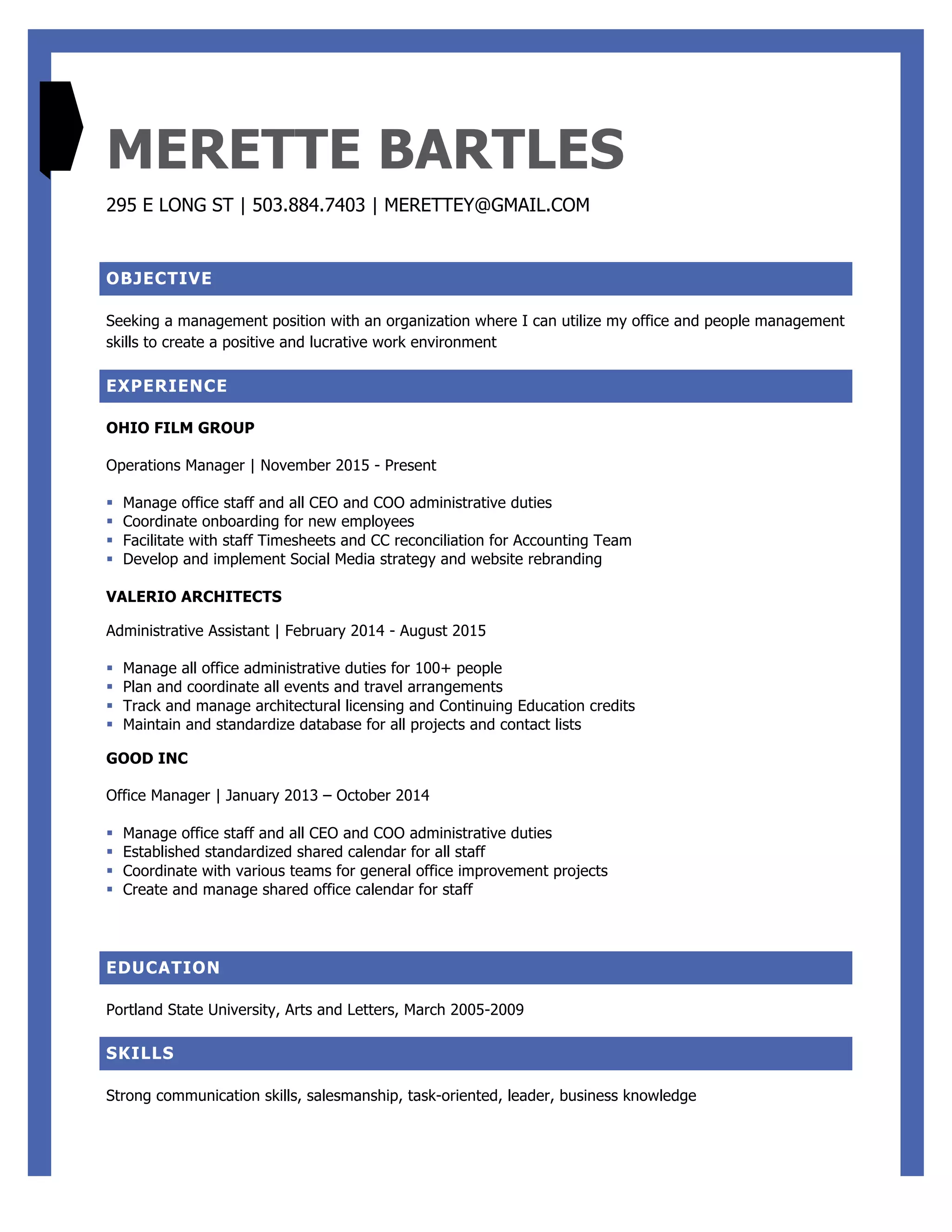 Merette Bartles Resume | PDF