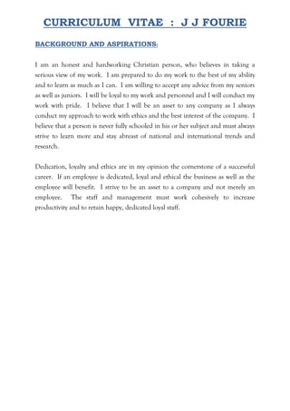 CURRICULUM_VITAE_JURGENS__FOURIE_2016 | PDF | Civil Engineering Industry | Industries