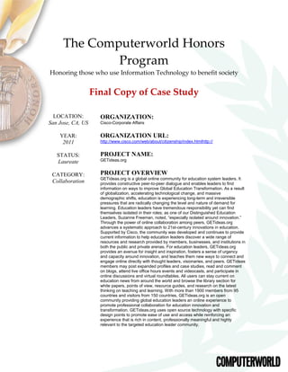 Computerworld Honors Program_GETideas Case Study | PDF