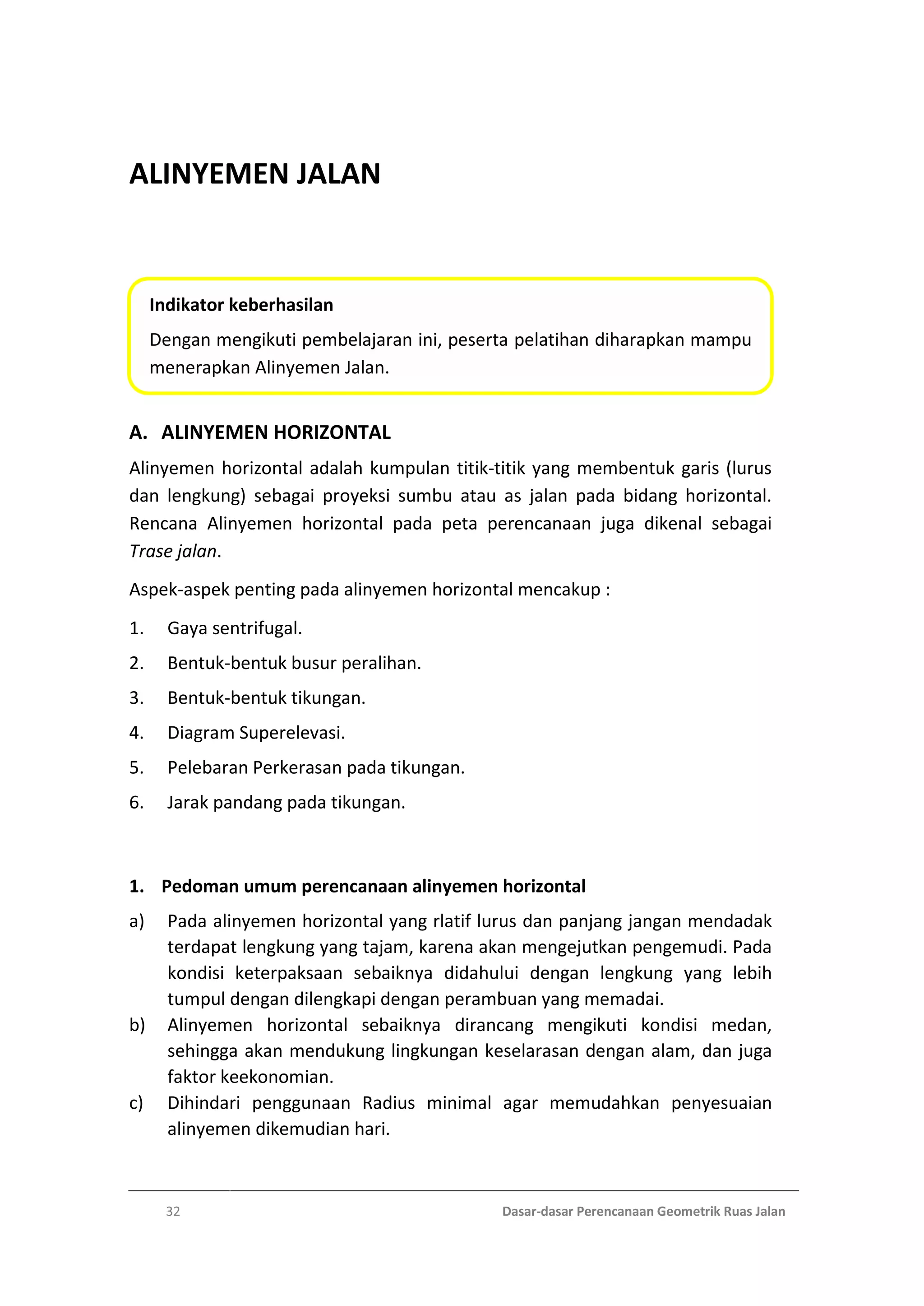 A5ee1 modul 3_dasar-dasar_perencanaan_geometrik_ruas_jalan | PDF