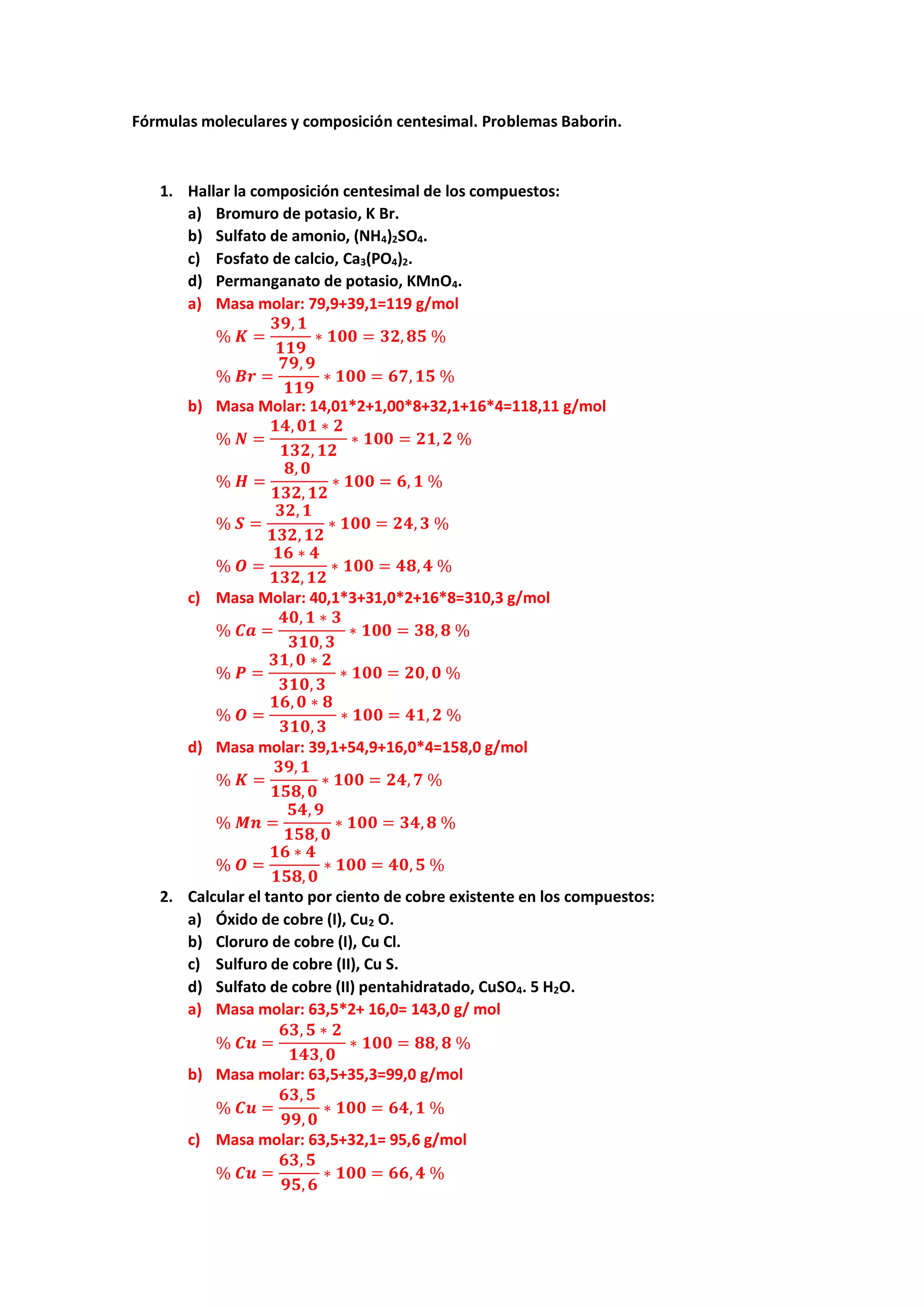 Formulas moleculares y_composicion_centesimal | PDF