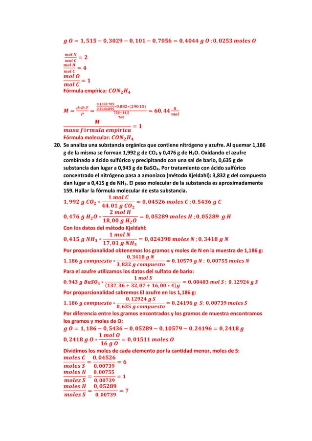 Formulas moleculares y_composicion_centesimal | PDF | Chemistry | Science