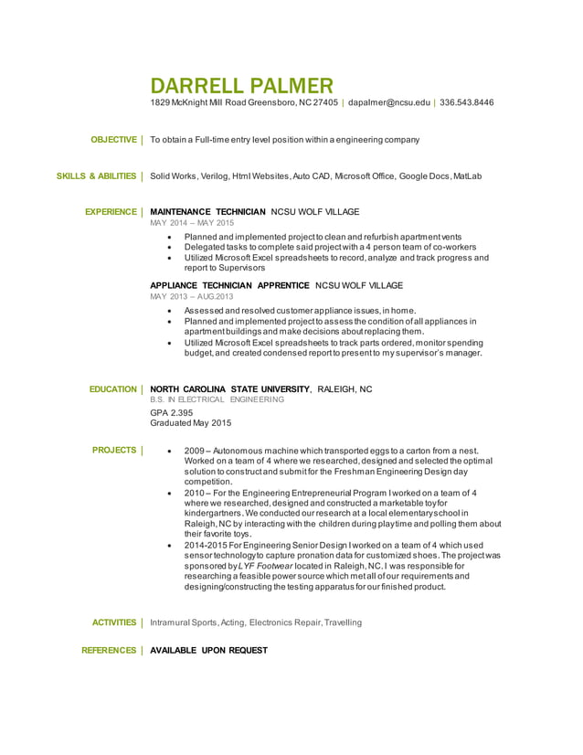 Palmer Resume Spring 15 | DOCX