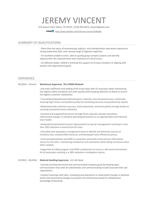 Jeremy Vincent Resume | PDF