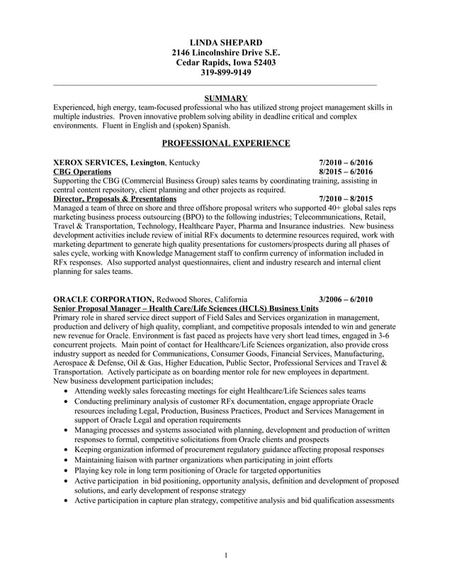 Linda Shepard Resume | PDF