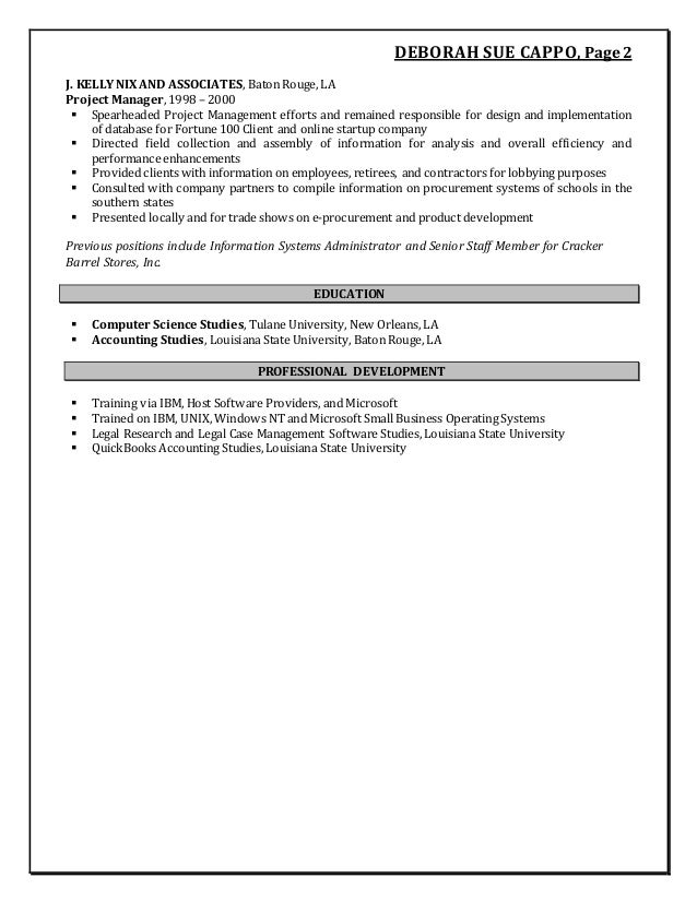 Deborah Cappo Resume 2014