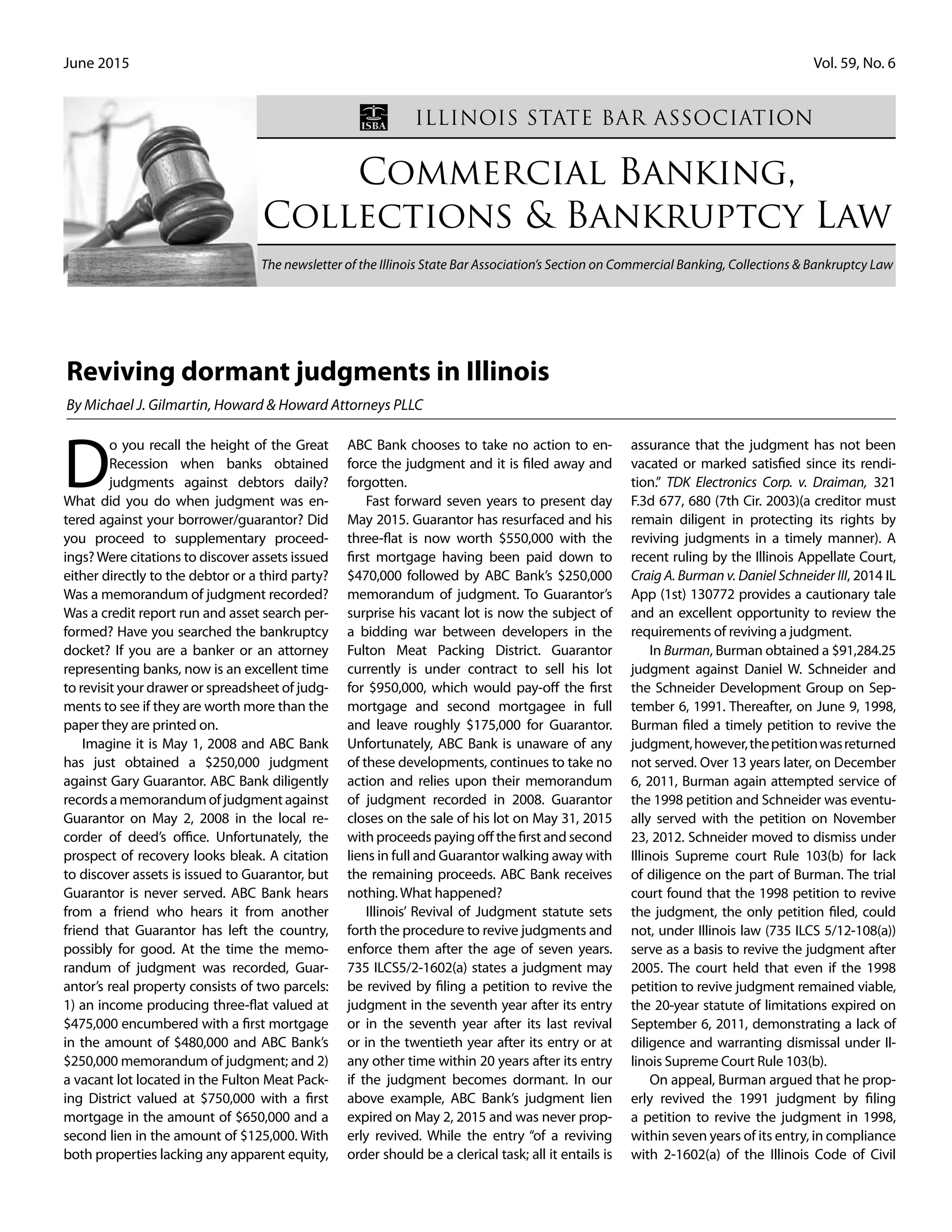 Revival of Dormant Judgments in Illinois | PDF | Legal Services ...