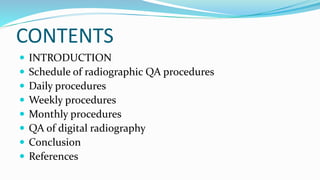 Quality assurance in dental radiography | PPTX