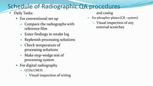 Quality assurance in dental radiography | PPTX | Dental Health ...
