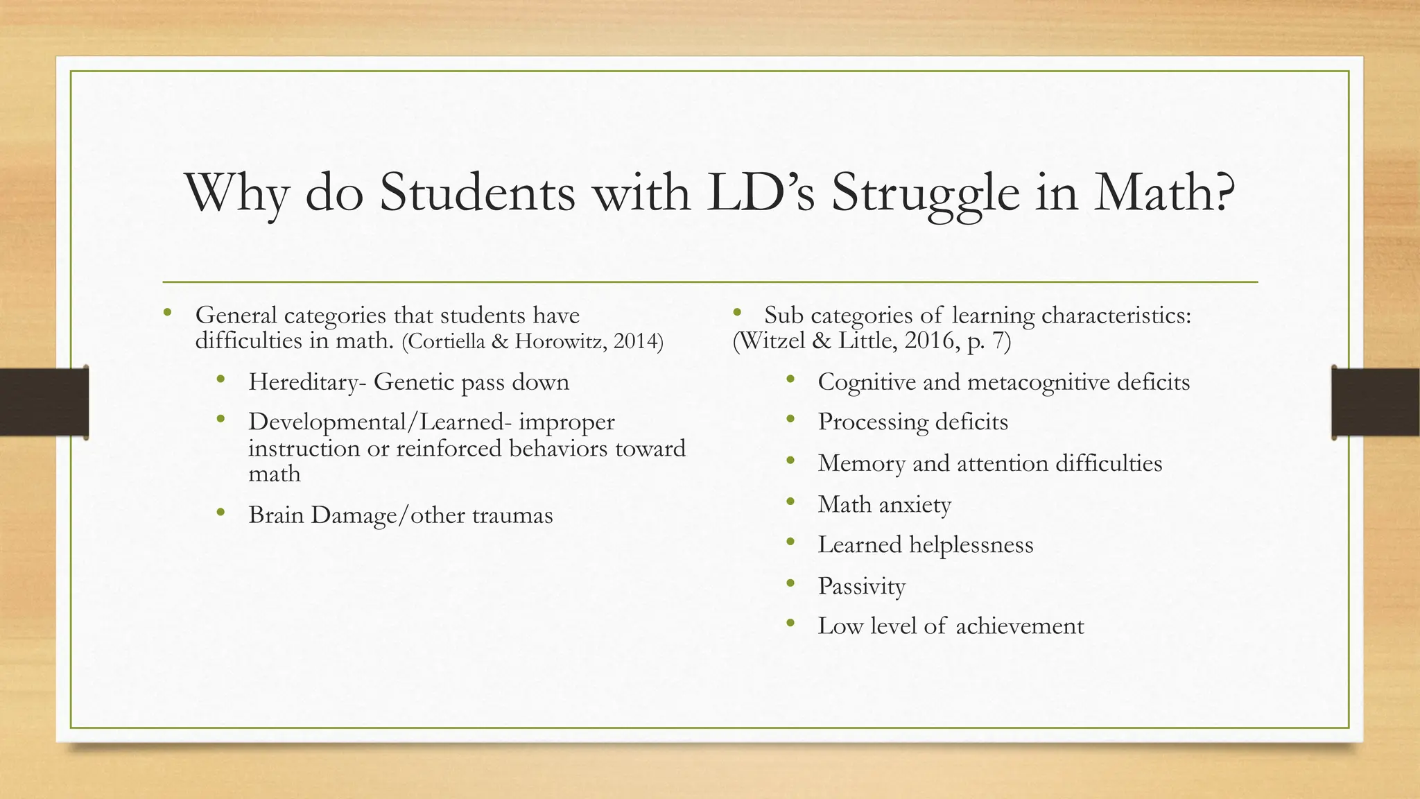 Learning Disabilities vs. Math, special education | PDF
