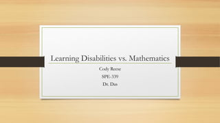 Learning Disabilities vs. Math, special education | PDF