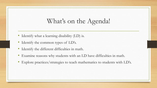Learning Disabilities vs. Math, special education | PPT