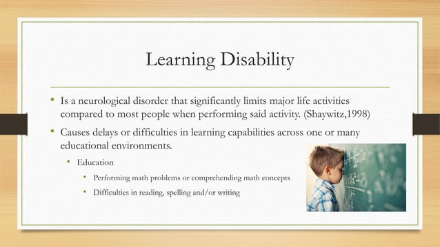 Learning Disabilities vs. Math, special education | PPT
