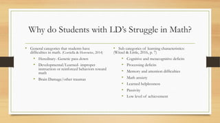 Learning Disabilities vs. Math, special education | PDF