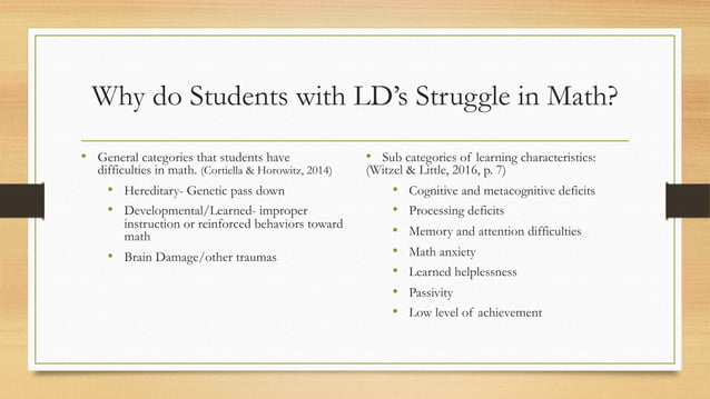Learning Disabilities vs. Math, special education | PDF