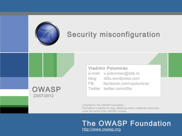 OWASP Serbia - A6 security misconfiguration | PPT