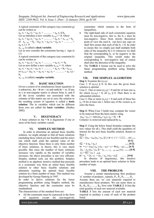Determination Of Optimal Product Mix For Profit Maximization Using Linear Programming Pdf