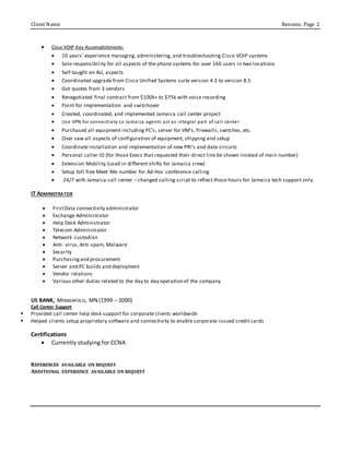 Rick Hart Resume - IT Mgr & Cisco VOIP | PDF