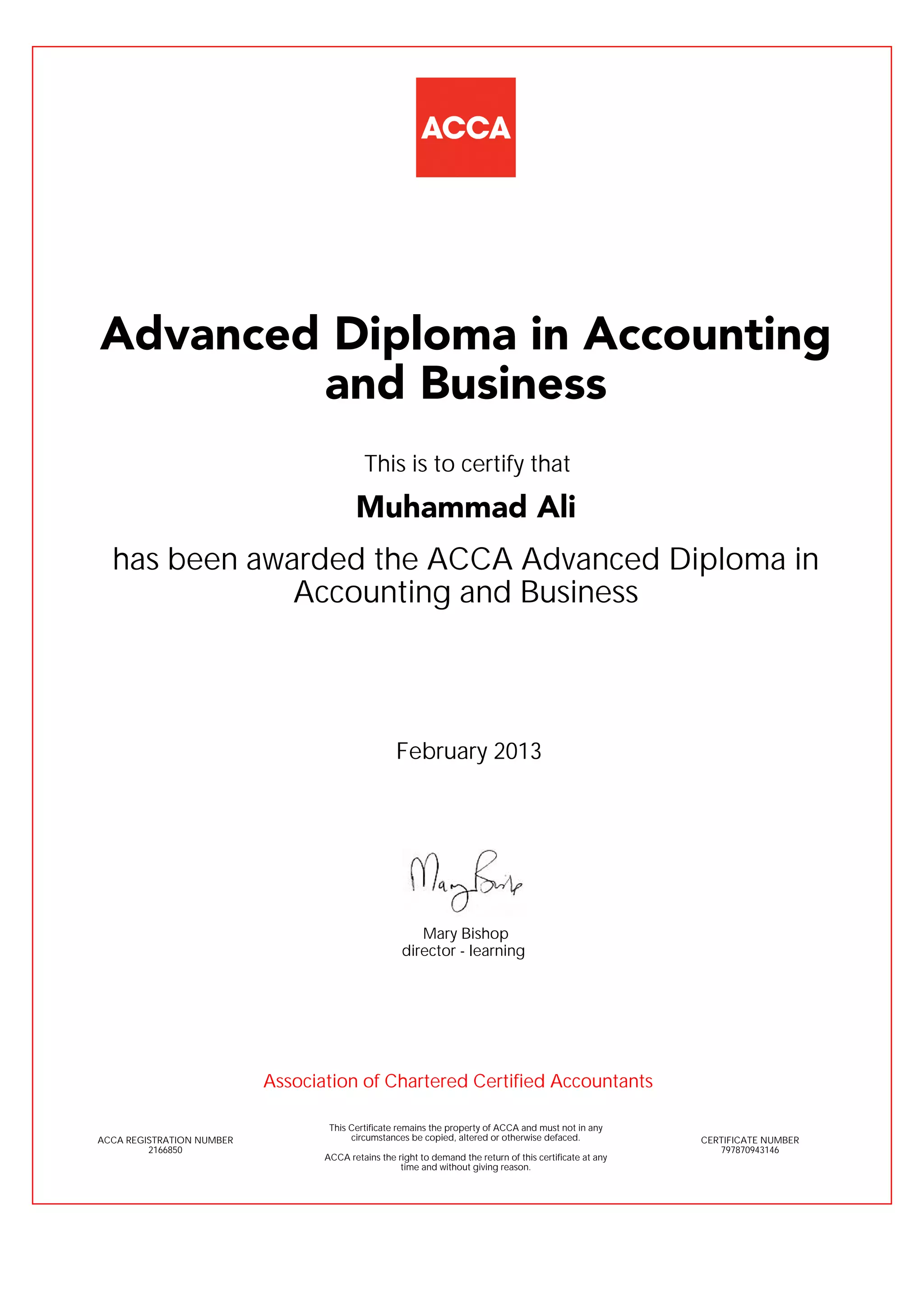 ACCA-Advance diploma | PDF