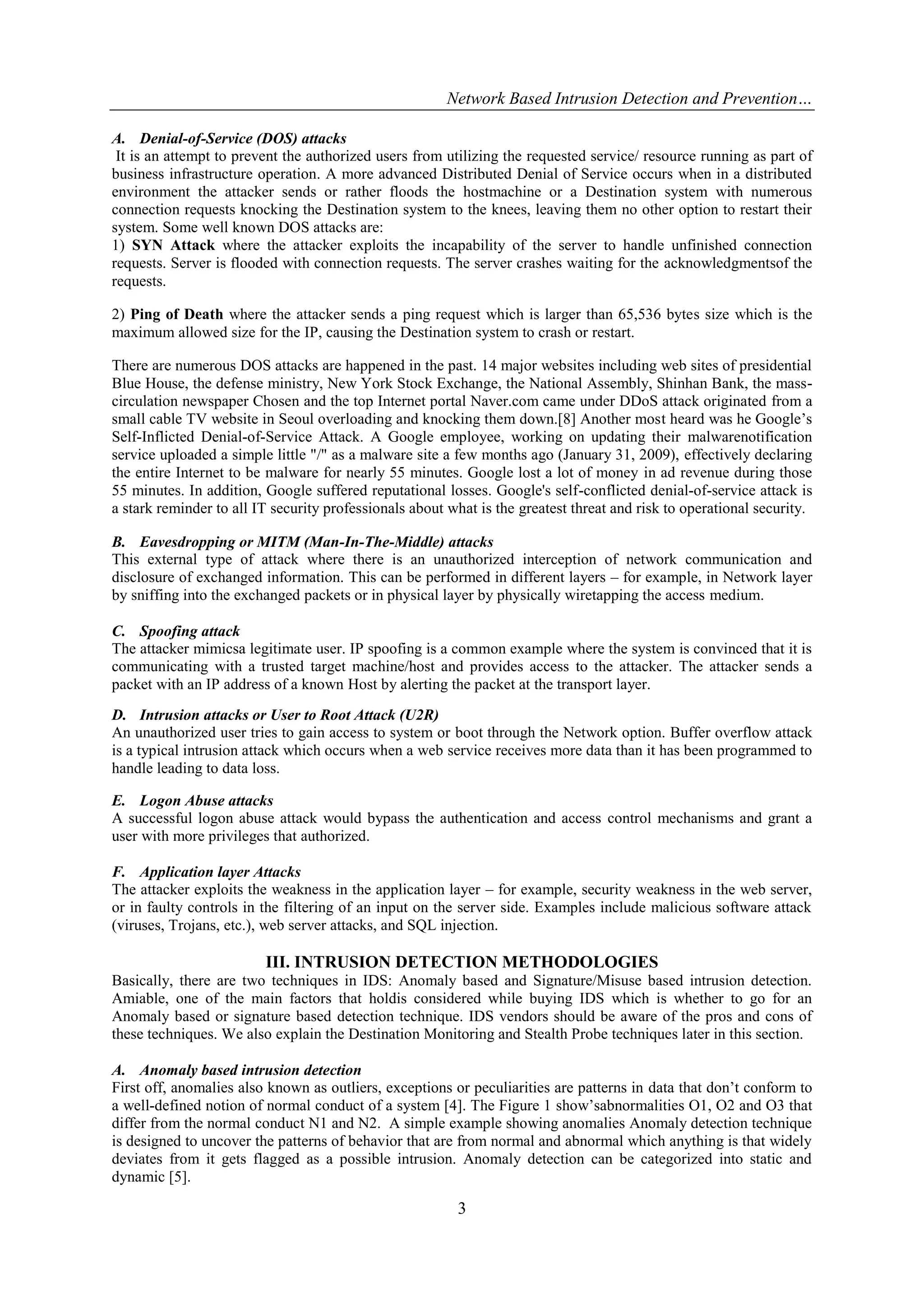 Network Based Intrusion Detection And Prevention Systems Attack Classification Methodologies