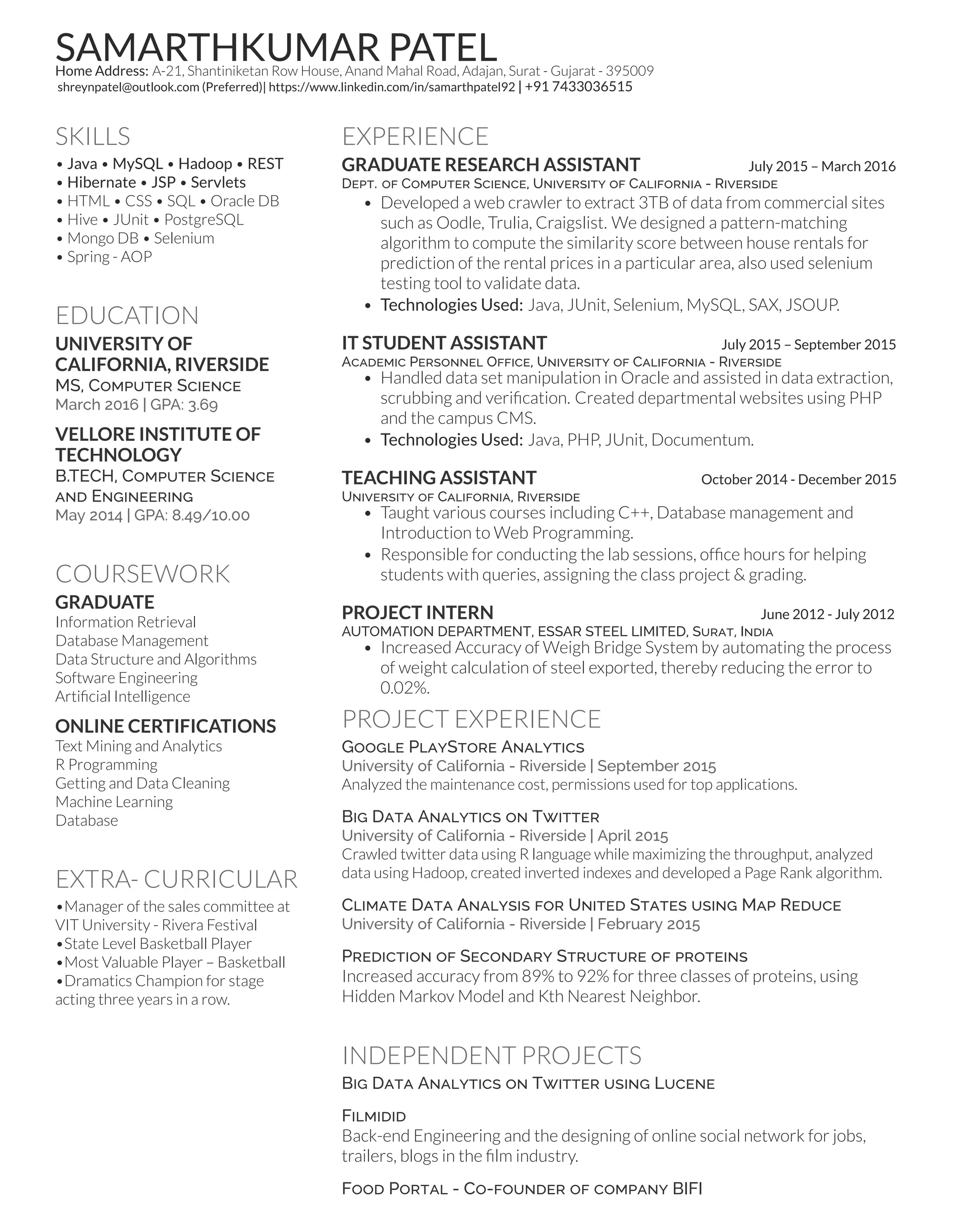 ResumeSamarthPATEL | PDF