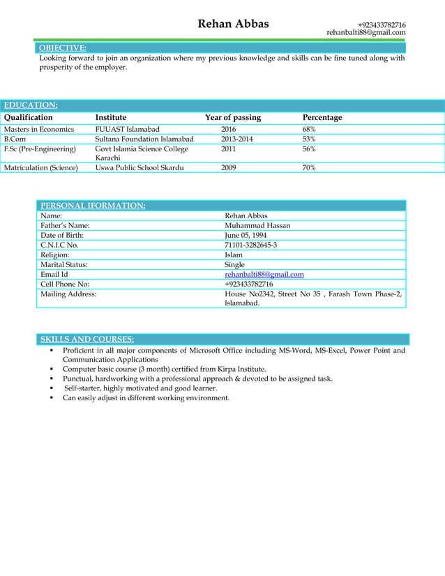 Rehan Abbas CV (1) | PDF
