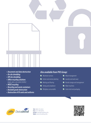PHS Datashred - Shredding and Recycling Services S | PDF | Home Appliances | Home & Garden