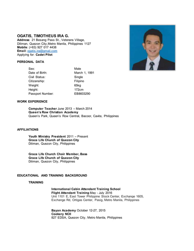 Ira Ogatis CV (cadet pilot) | DOCX
