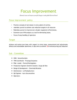 Focus improvement Activity Plan | DOCX