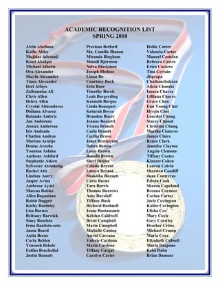 2010-Spring-Honor Roll List Part Time | PDF