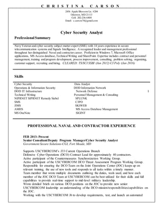 Christina Carson Resume 2016 | DOCX | IT and Internet Support | Internet