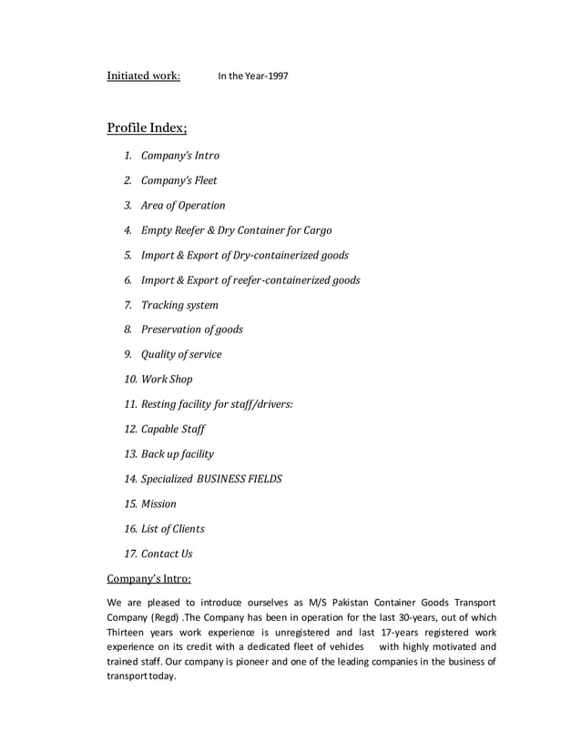 Final Draft of PCG Profile | DOCX | Logistics and Transportation ...