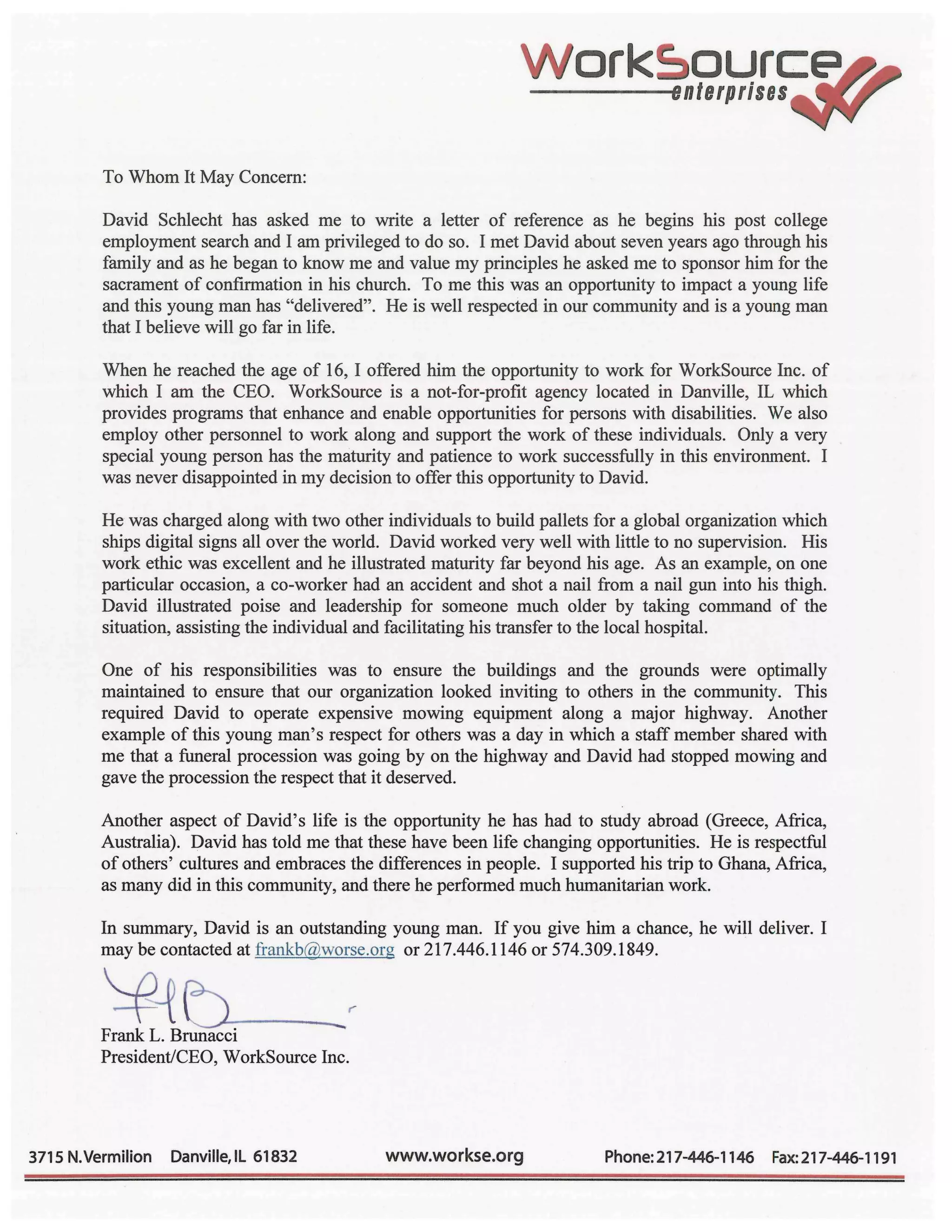 David's Letter-Frank Brunacci | PDF