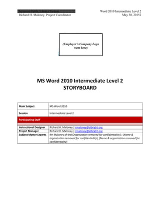 MS WORD INT Level 2 STORYBOARD | PDF
