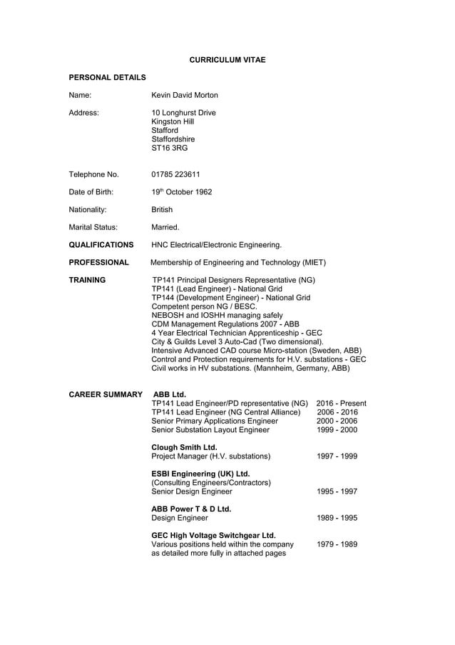 KEVIN DAVID MORTON cv | DOC