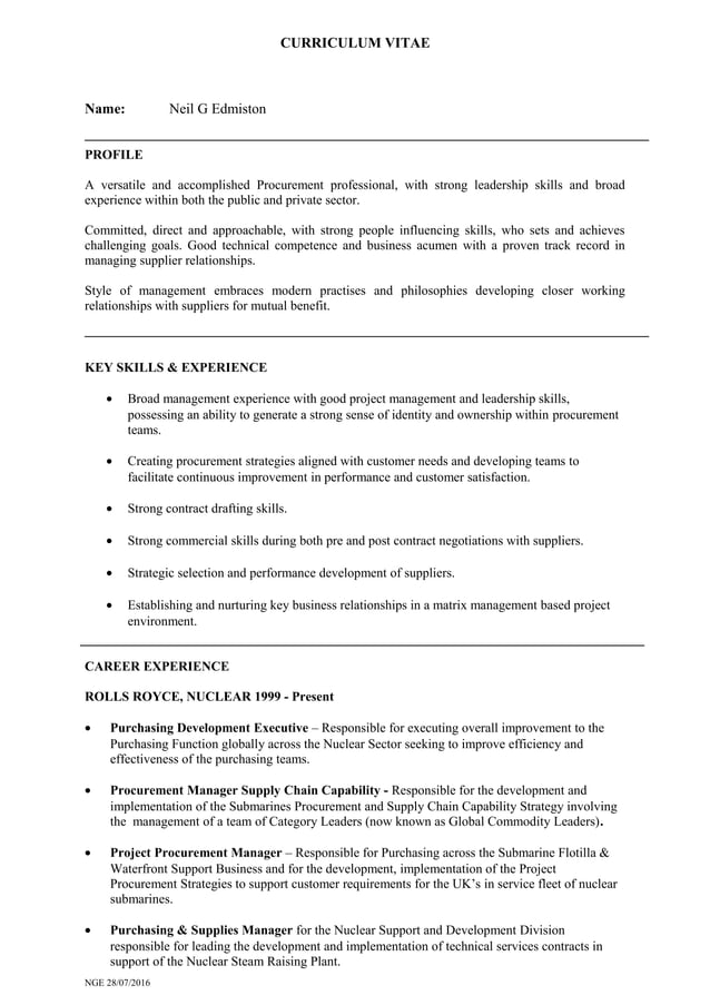 Neil's CV July 2016 | DOC