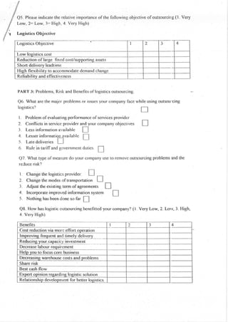 Logistics questioneiar | PDF