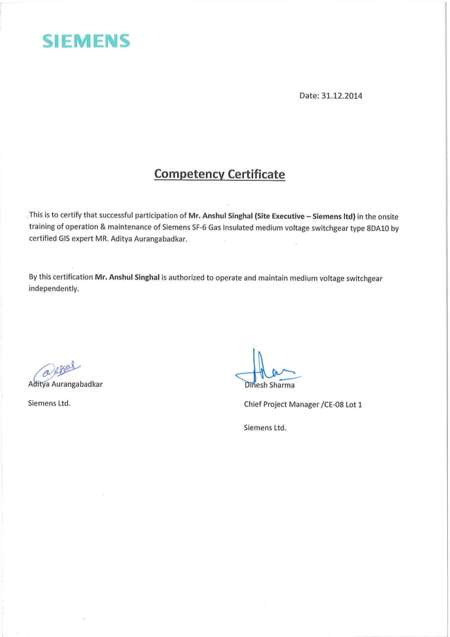 Competency Certitificate | PDF