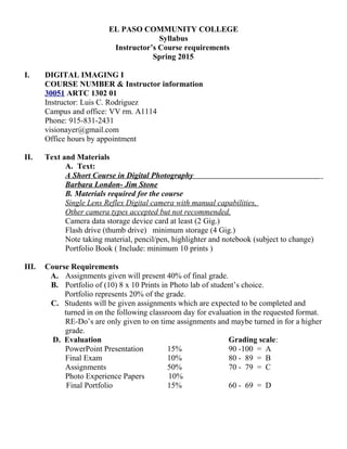 DigitalImaging-Syllabus-2015 | DOC | Cameras and Camcorders | Consumer Electronics