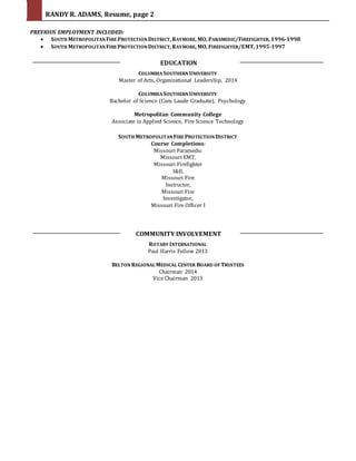 adams--randy---resume | DOCX | Professional School | Postgraduate Education