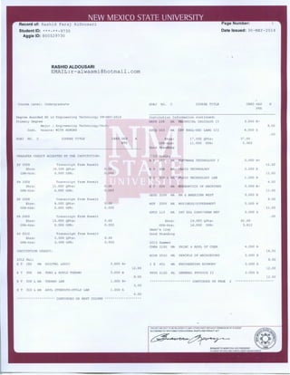 NMSU F Transcript | PDF